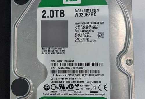 Жесткий диск SATA-3 2Tb WD Green IntelliPower WD20