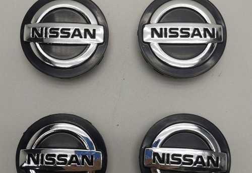 4шт колпаки Nissan для литых дисков, C570 черные