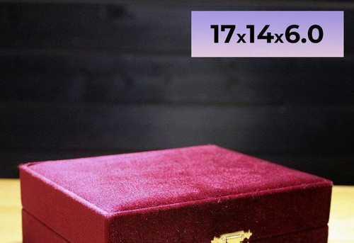 Бархатная подарочная коробка красная 17х14см