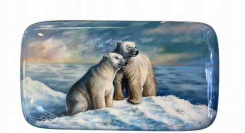 Шкатулка Федоскино «Белые медведи»