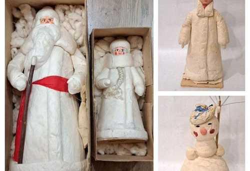 Дед мороз, Снегурочка, Снеговик. Папье-маше-вата