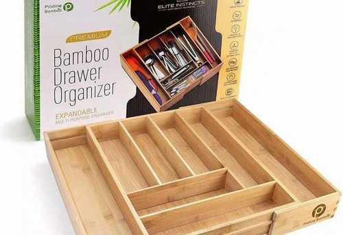 Лоток органайзер для столовых приборов бамбук