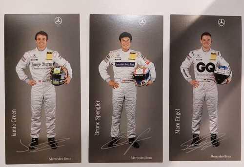 Автограф карты гонщиков Mercedes DTM Formula1 10шт