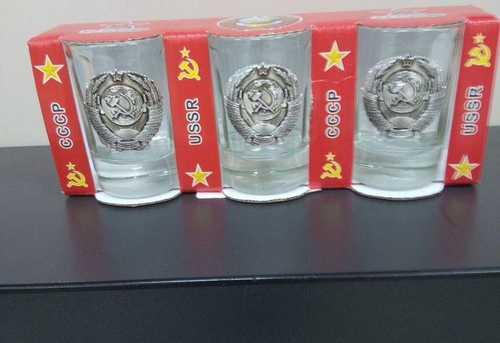 Стопка граненая Герб СССР (набор 3 шт)