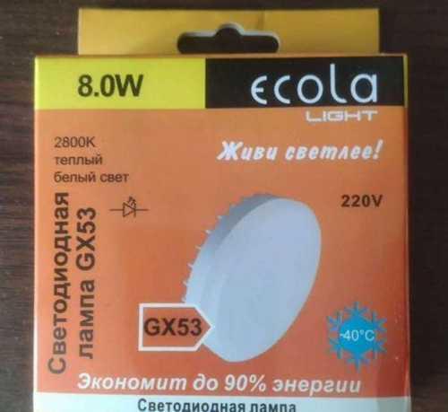 Лампа светодиодная Ecola, 8W цоколь GX53, теплый