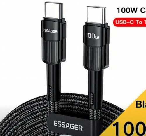 Кабель зарядный Essager USB Type-C 100Вт 1м чёрный