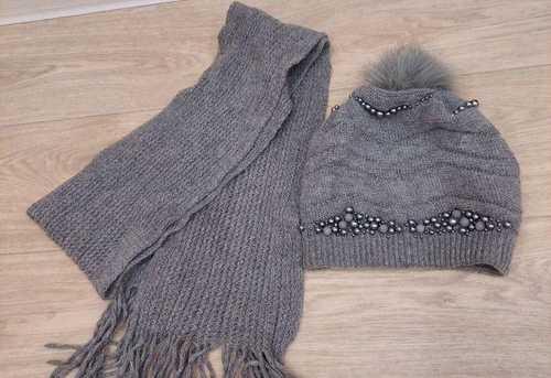 Шапка и шарф зимние теплые