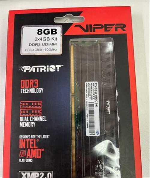 DDR3 8 gb kit Patriot Viper 1600 PV38G160C9K
