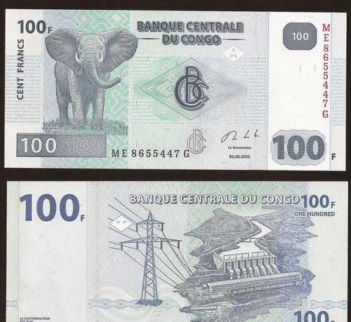 Банкнота Конго 100 франков 2013 года. Энергетика
