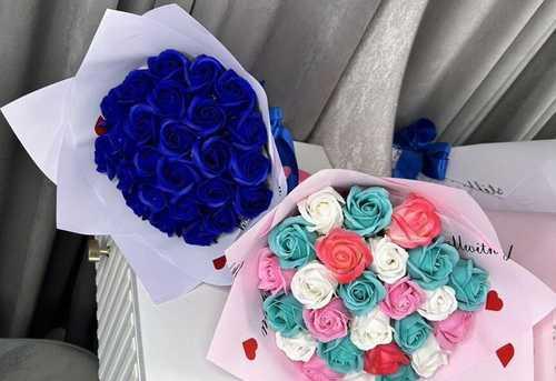 Букеты из 25 роз, синие розы