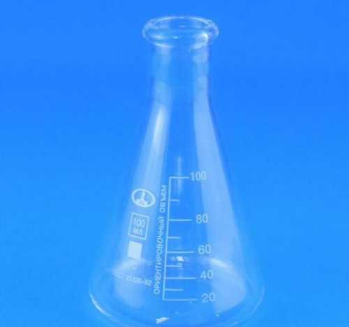 Колба коническая (Эрленмейера) кн-2-100-22, 100 мл
