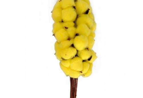 Хлопок Желтый на палке сухоцвет оптом (1 штука)