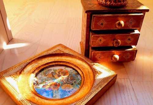 Флорентийские панно комодик игольница Италия