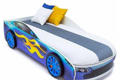 Кровать-машинка с подъемным механизмом. Синии