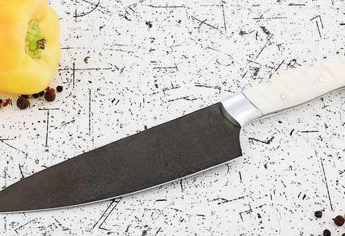 Кухонный нож № 12 сталь Х12мф рукоять акрил белый