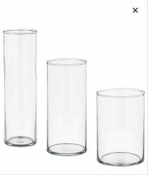 IKEA Cylinder цилиндр Набор ваз,3 штуки, прозрачно