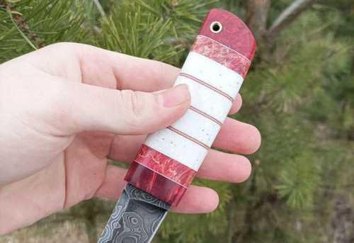 Шейный нож Танто ручной работы из дамасской стали