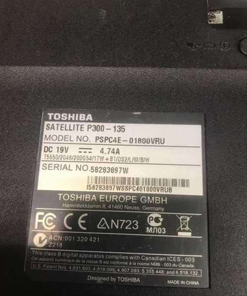 Ноутбук Toshiba Satellite P300-135