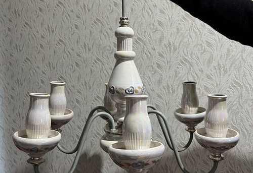 Потолочный светильник винтаж металл и керамика