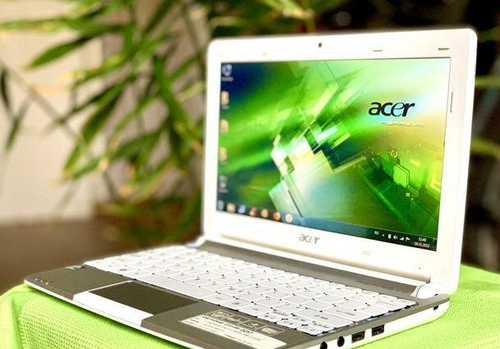 Бодрый, белый нетбук Acer 10’’, SSD, 2/4 ядра, 2Гб