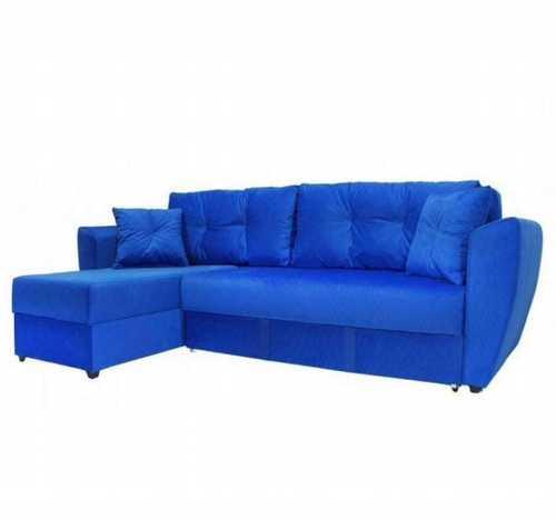 Угловой диван-кровать "Амстердам"синий велюр
