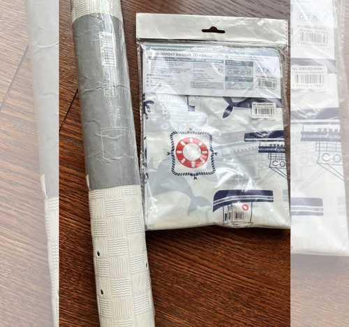 Штора для ванной и коврик резиновый