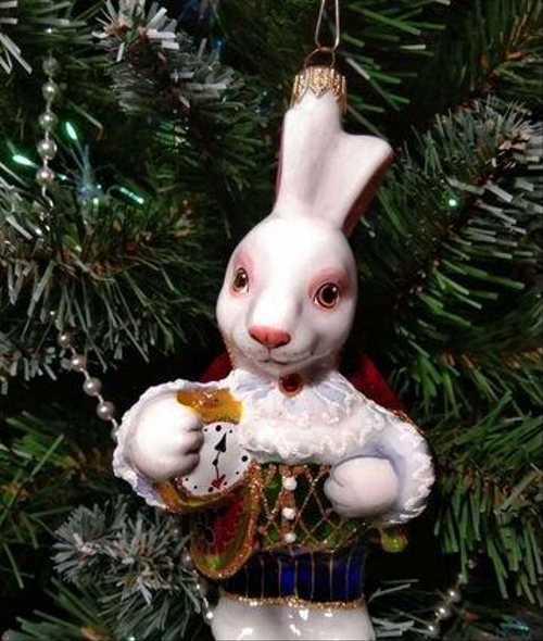 Елочная игрушка Белый кролик (Ариель)