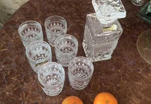 Набор посуды стаканы и графин хрустальный (Чехия)