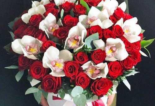 Розы красные,орхидеи букет цветов,цветы, доставка