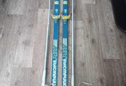 Лыжи деревянные СССР 190см, с палками