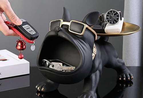 Конфетница ключница статуэтка бульдог кот