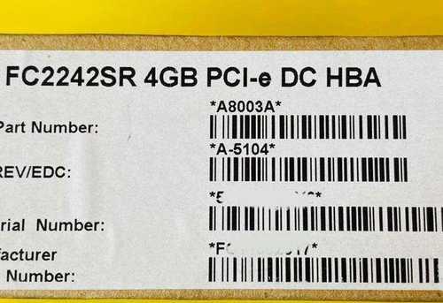 Контроллер HP FC2242SR 4GB PCI-e DC HBA (A8003A)