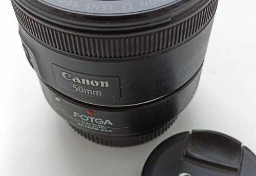 Сanon EF 50 мм, f/1.8 STM +Автофокусный адаптер