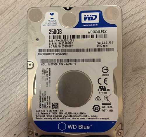 HDD WD Blue 250 Gb 2.5" Б/У