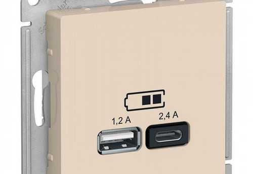 Розетка двойная Schneider Electric AtlasDesign USB