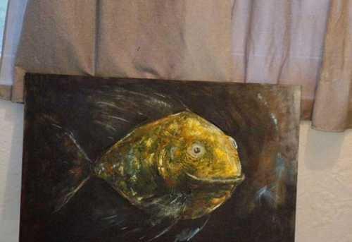 Картина маслом на холсте большая рыба