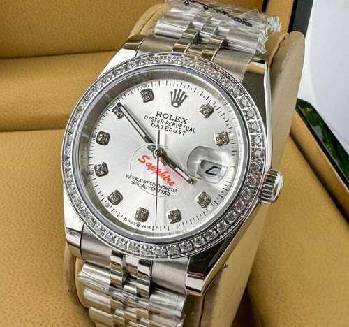 Женские часы Rolex Datejust grey с камнями