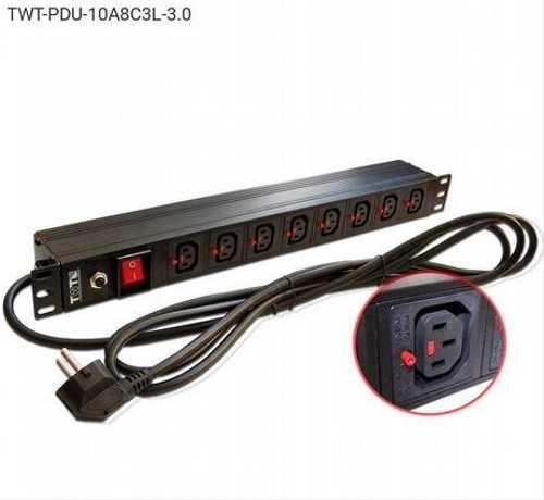 Блок розеток lanmaster TWT-PDU, 1U, TWT-PDU-10A8C3