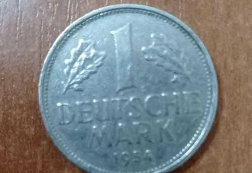 Монета 1 марка фрг 1954 года G