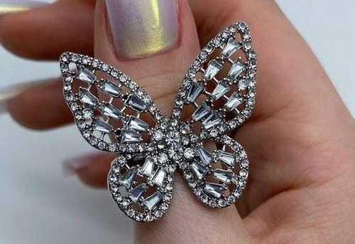 Кольцо бабочка с изменяемым размером бижутерия