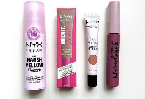 Косметика NYX: праймер, тушь для бровей, румяна