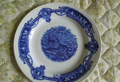 Антикварная тарелка Лев 19 в.Madras Англия