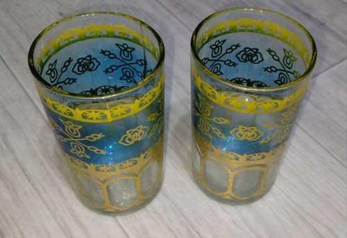 Бокалы стаканы с позолотой crown korea 2шт б/у