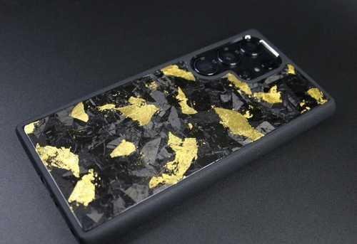 Чехол на Samsung Galaxy Кованый карбон Золото