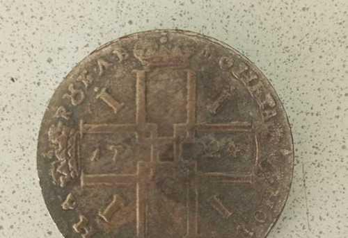 Монета Петра 1, серебро, 1724 г. в