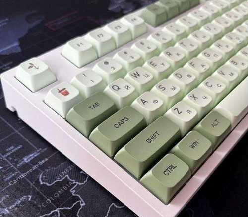 Кейкапы pbt xda "Green mint RU" 124 шт