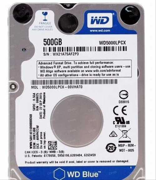 2.5" Жесткий диск WD Blue на 500Gb (SATA HDD)