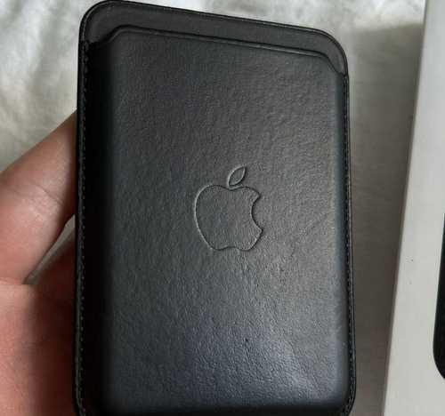 Apple leather wallet magsafe черный оригинал