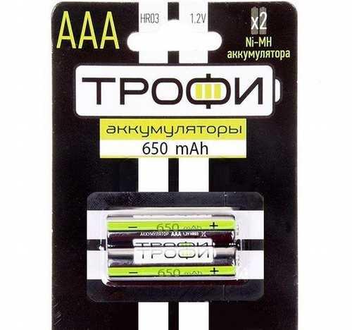 Аккумулятор AAA HR03 1.2V 650mAh Трофи Ni-Mh (упаковка 2шт) 5055945541113