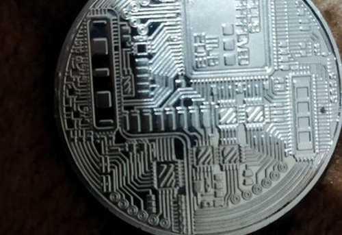 Монета, коллекционная "Bitcoin" медь,999 проба